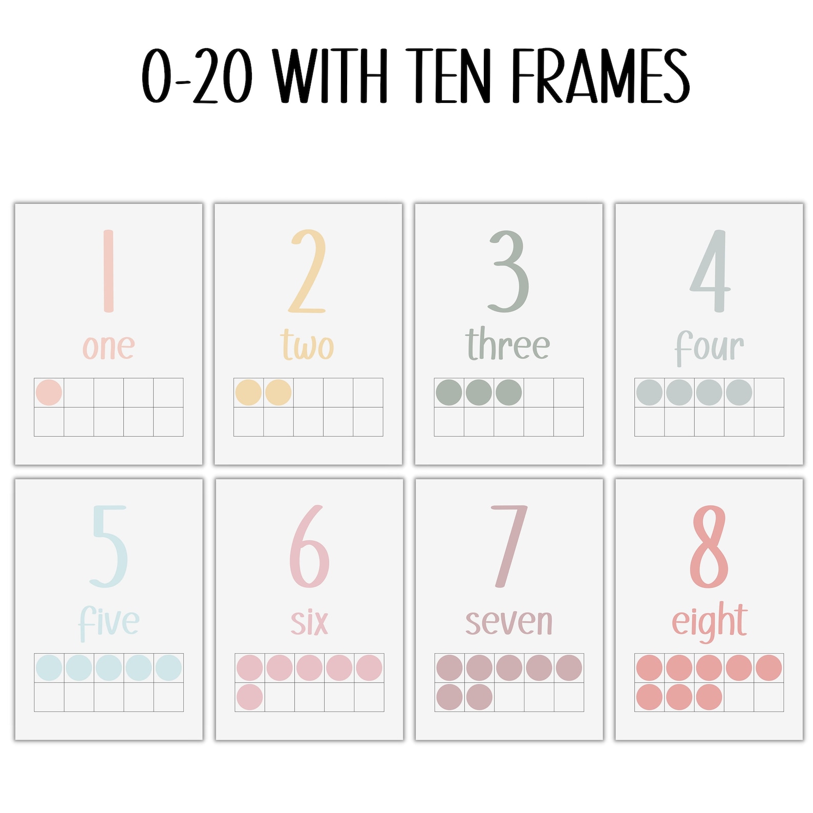 Pastel 0-20 Number Display Posters, Ten Frame Posters, Tally Mark ...