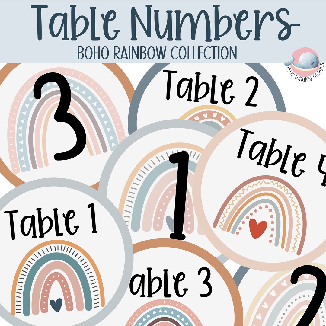 Boho Rainbow Classroom Table Numbers, Classroom Decor Table Numbers - Etsy