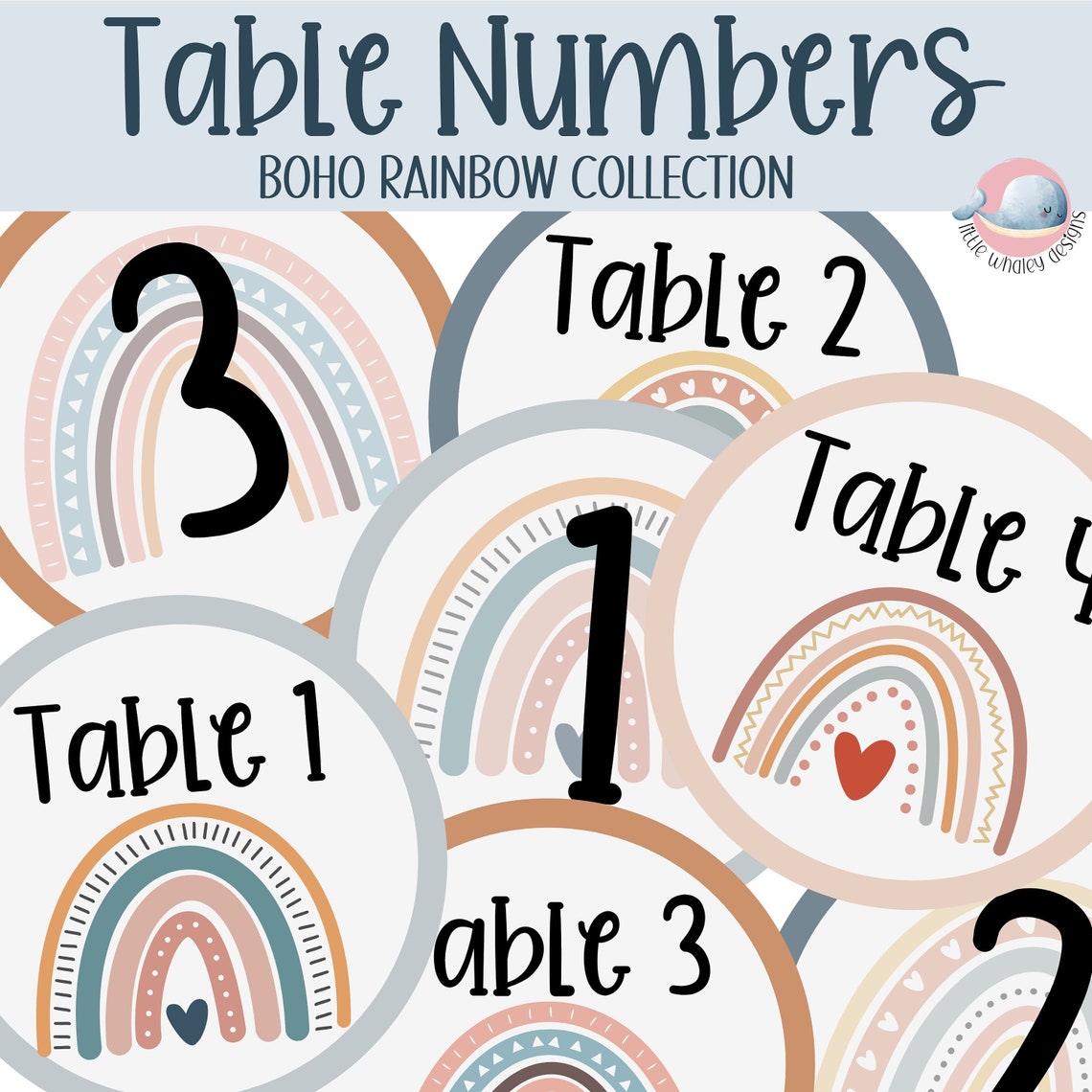 Boho Rainbow Classroom Table Numbers, Classroom Decor Table Numbers - Etsy