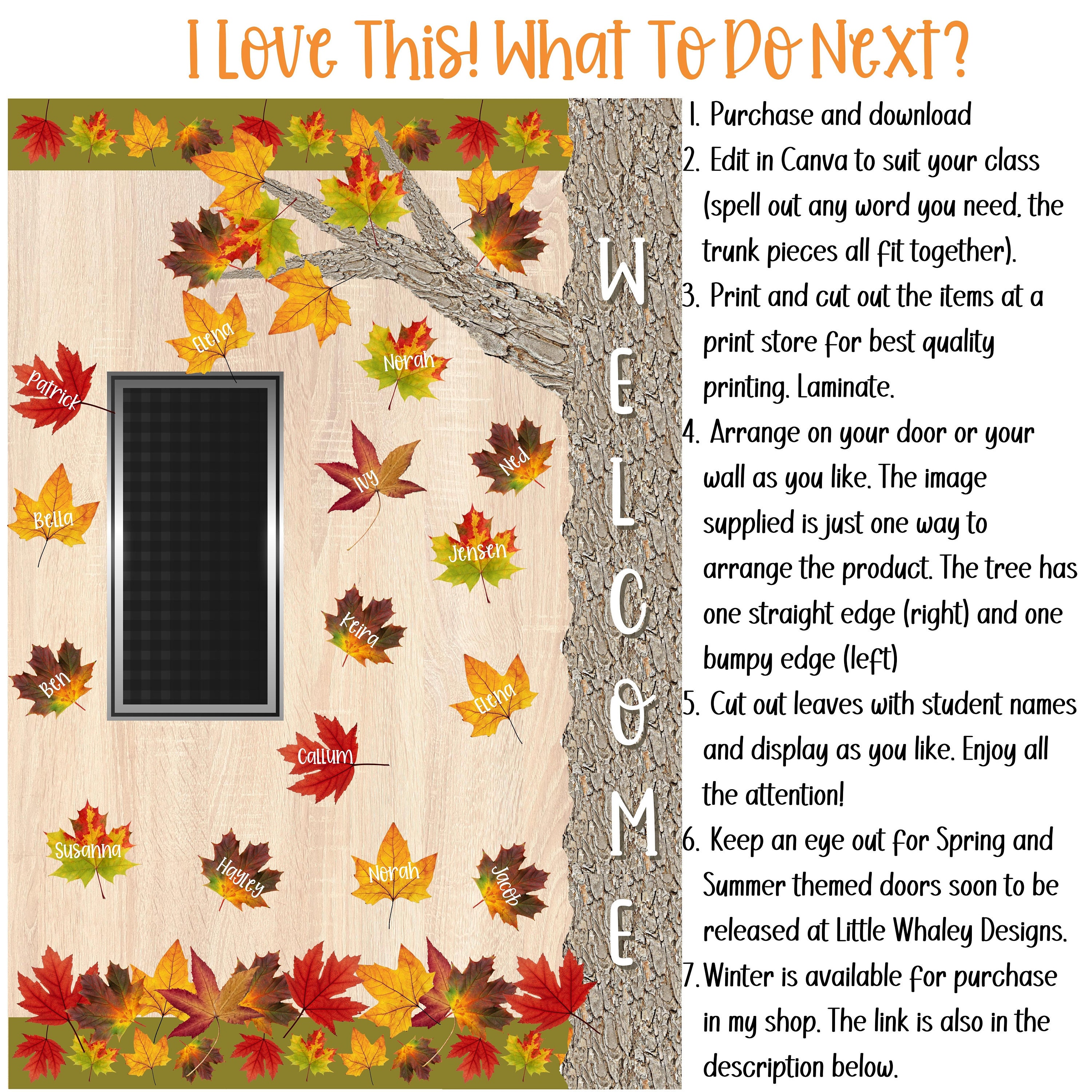 Fall Classroom Door Display: Editable Welcome Wall Decor (digital ...