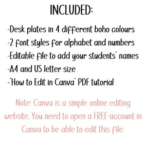 Boho Rainbow Student Desk Plates, Student Name Cards, Student Desk Tags ...