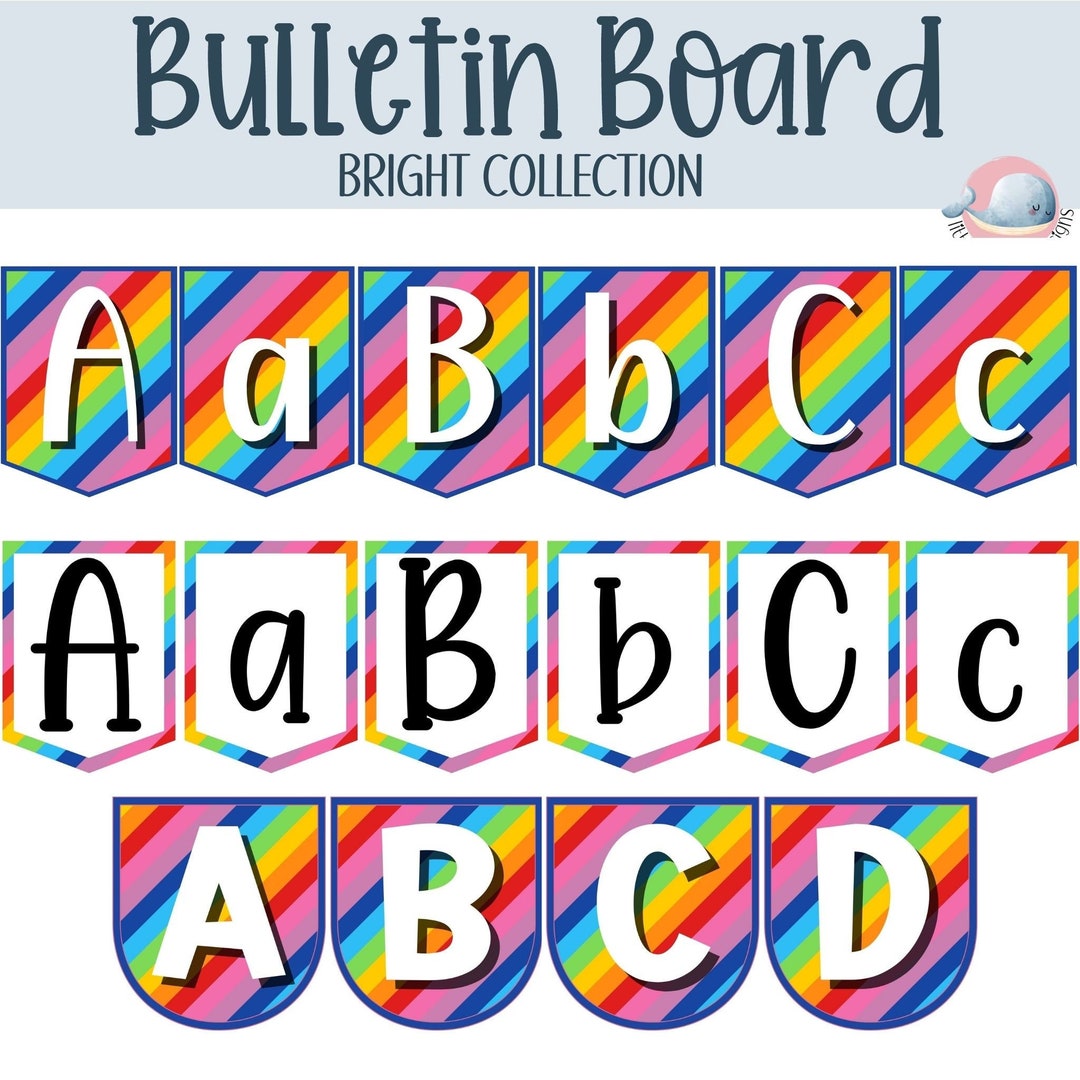 Bright Bulletin Board Lettering Set: Alphabet Bunting Banner (digital ...