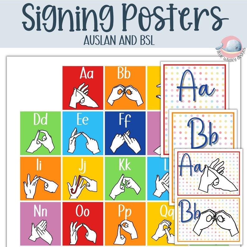 Auslan and BSL Alphabet Signing Poster and Classroom Displays, A-z ...