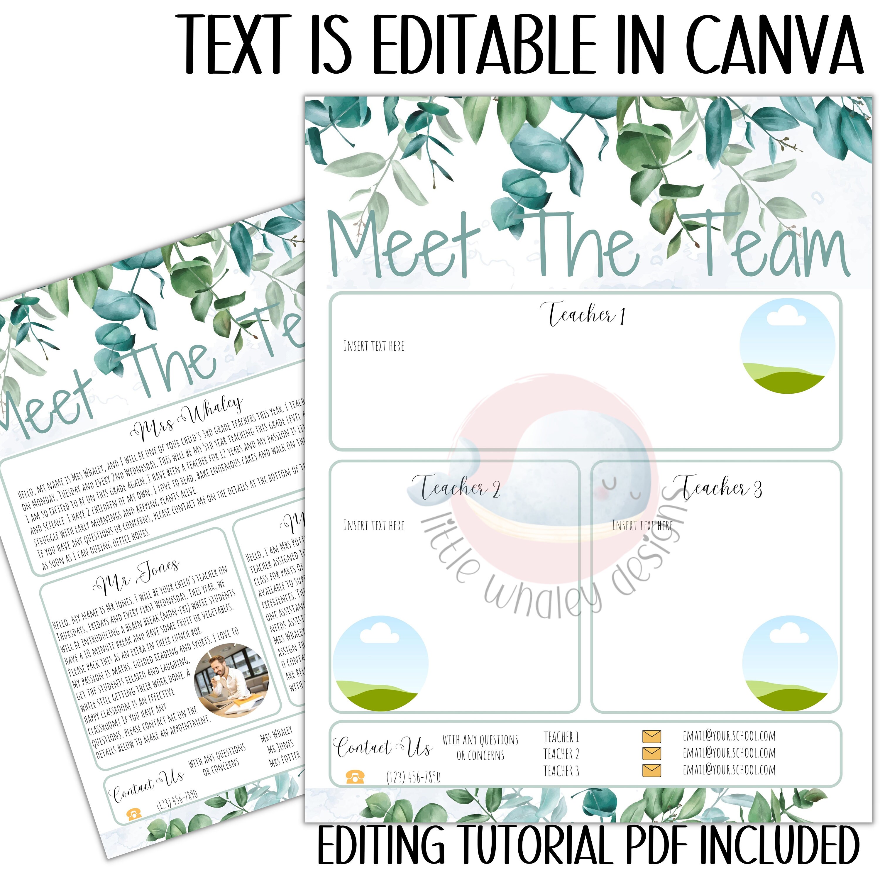Meet the Team Teacher Template: Editable Printable (digital Download ...