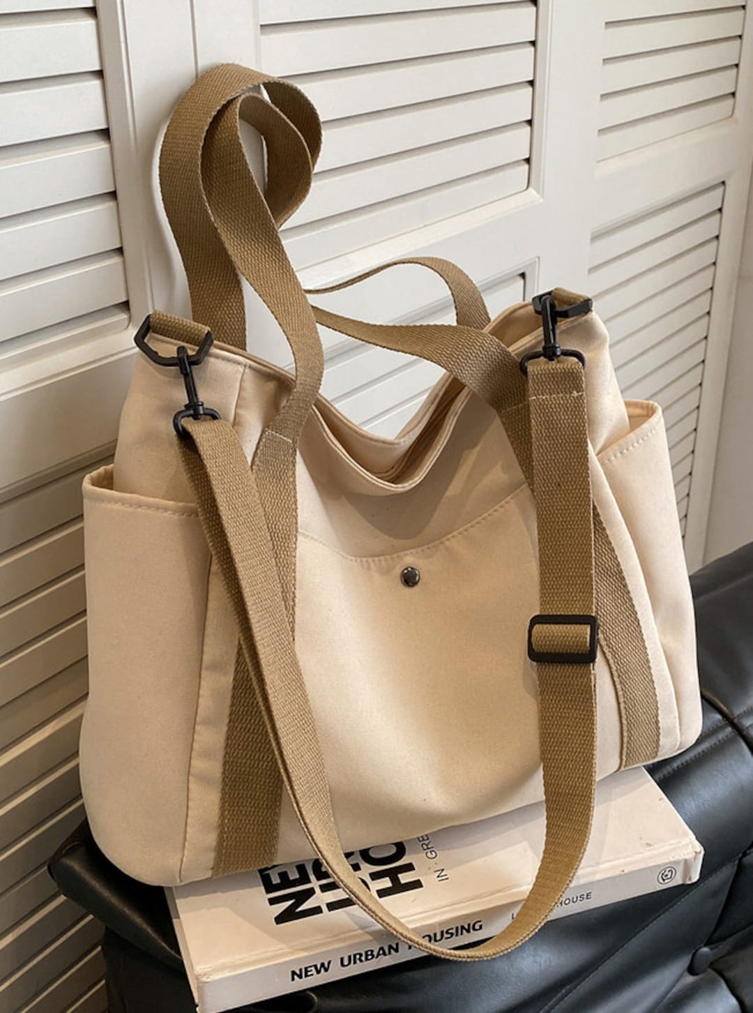 Large Capacity Canvas Bag/shoulder Bag/multi Pocket Canvas - Etsy