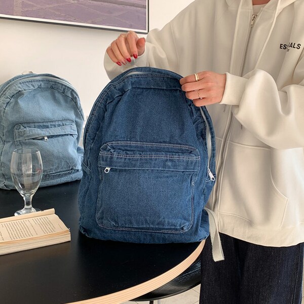 Denim Backpack - Etsy