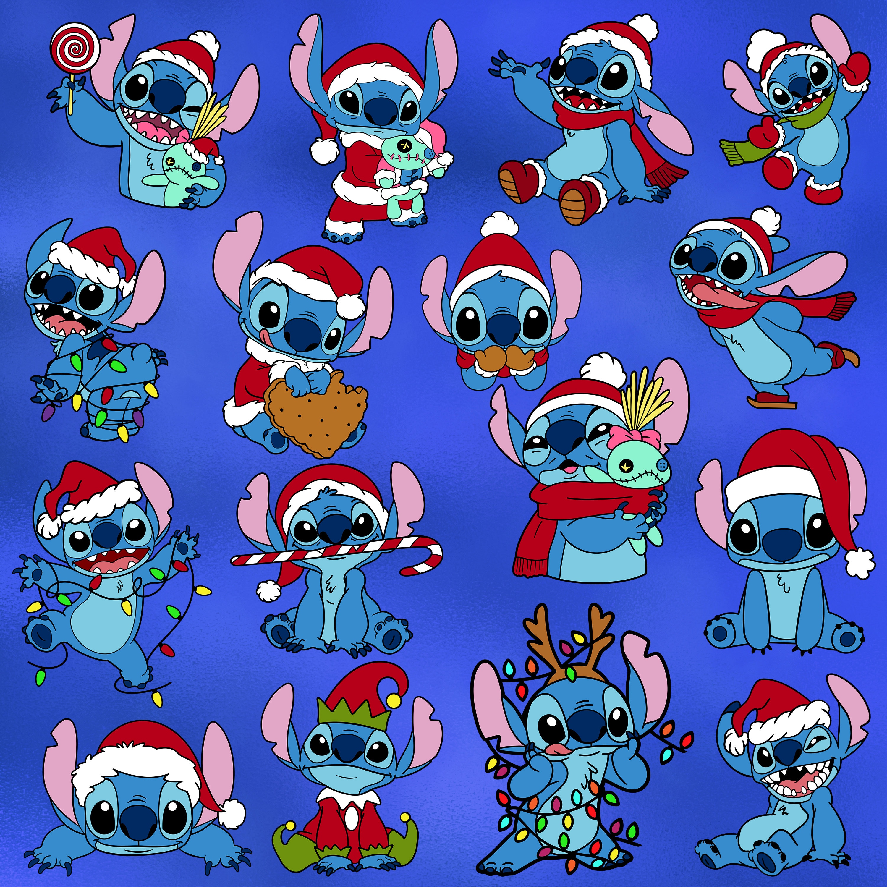 Stitch Navidad SVG PNG DXF Vector Clipart Paquete en capas - Etsy España