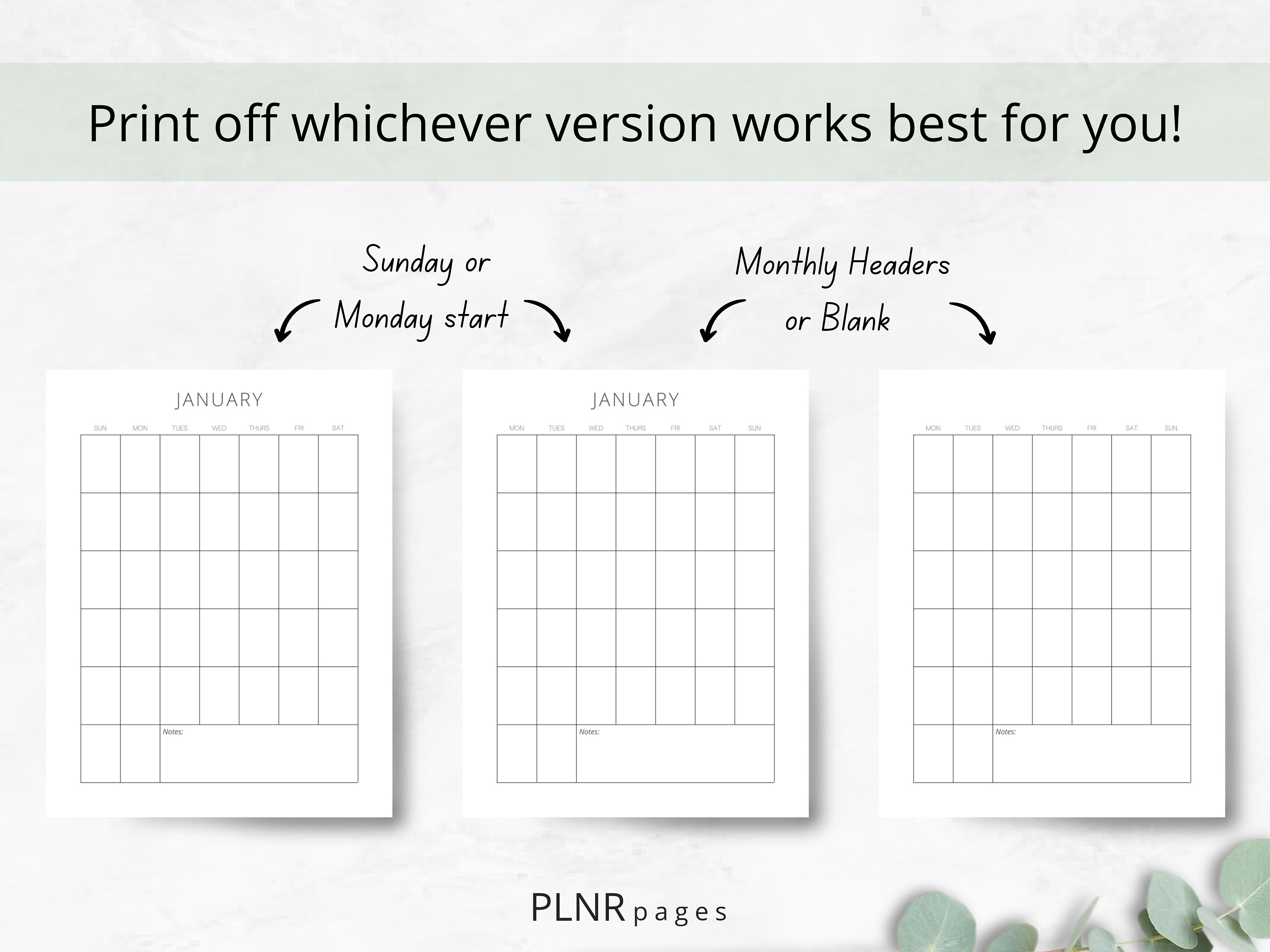 Blank Calendar Printable Planner Page - 1 Page Vertical Calendar ...