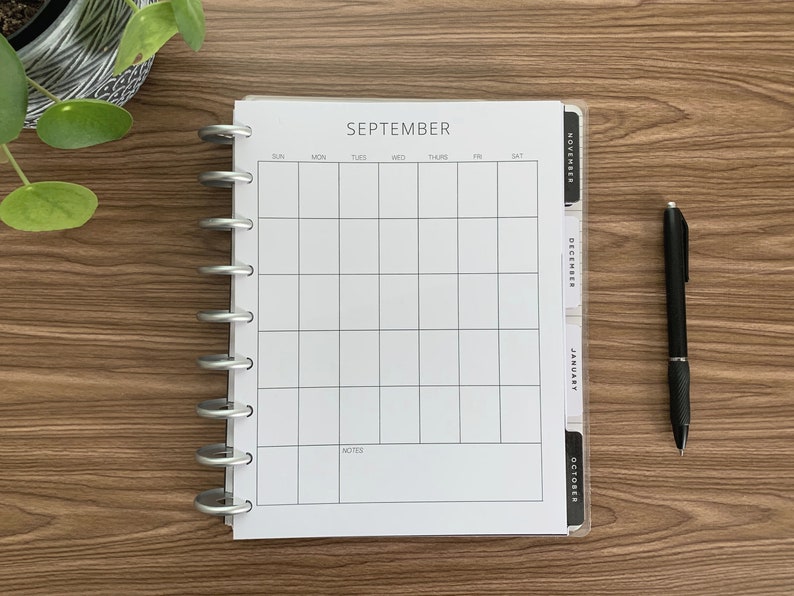 Blank Calendar Printable Planner Page - 1 Page Vertical Calendar ...