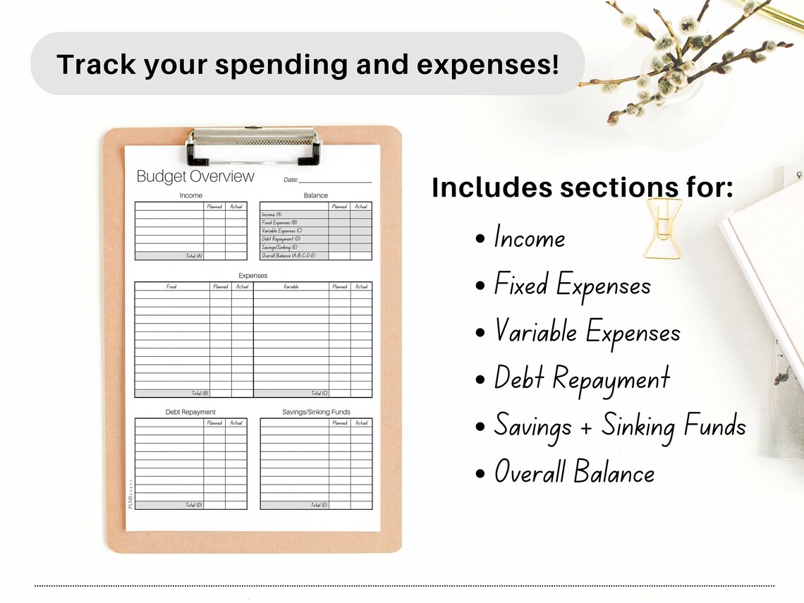 Printable Budget Worksheet Budget Overview Template Digital Budget ...