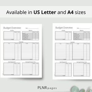 Printable Budget Worksheet Budget Overview Template Digital Budget ...