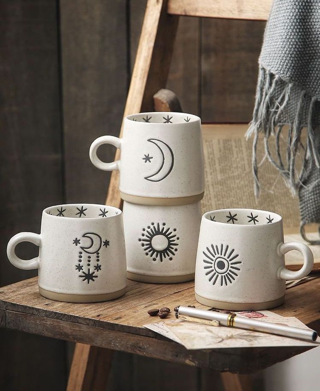 Sun Moon and Stars Ceramic Mug Handmade Ceramic Mug Ceramic - Etsy