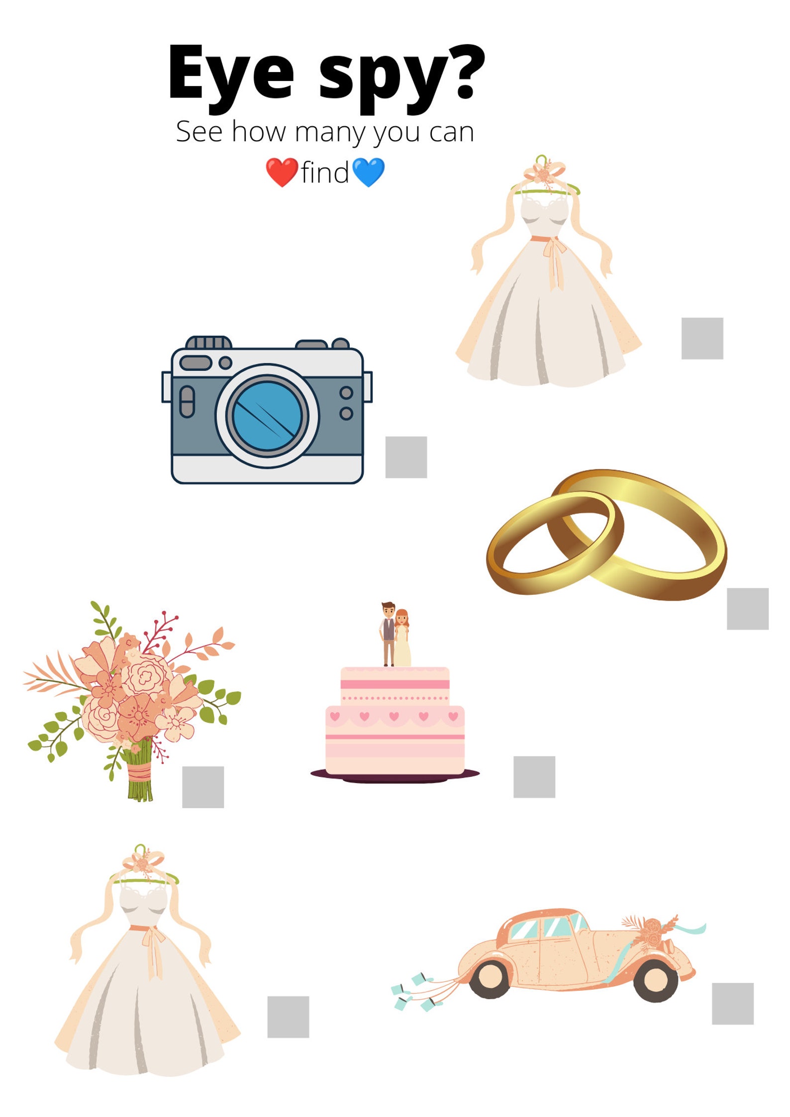 I Spy Wedding Game - Etsy