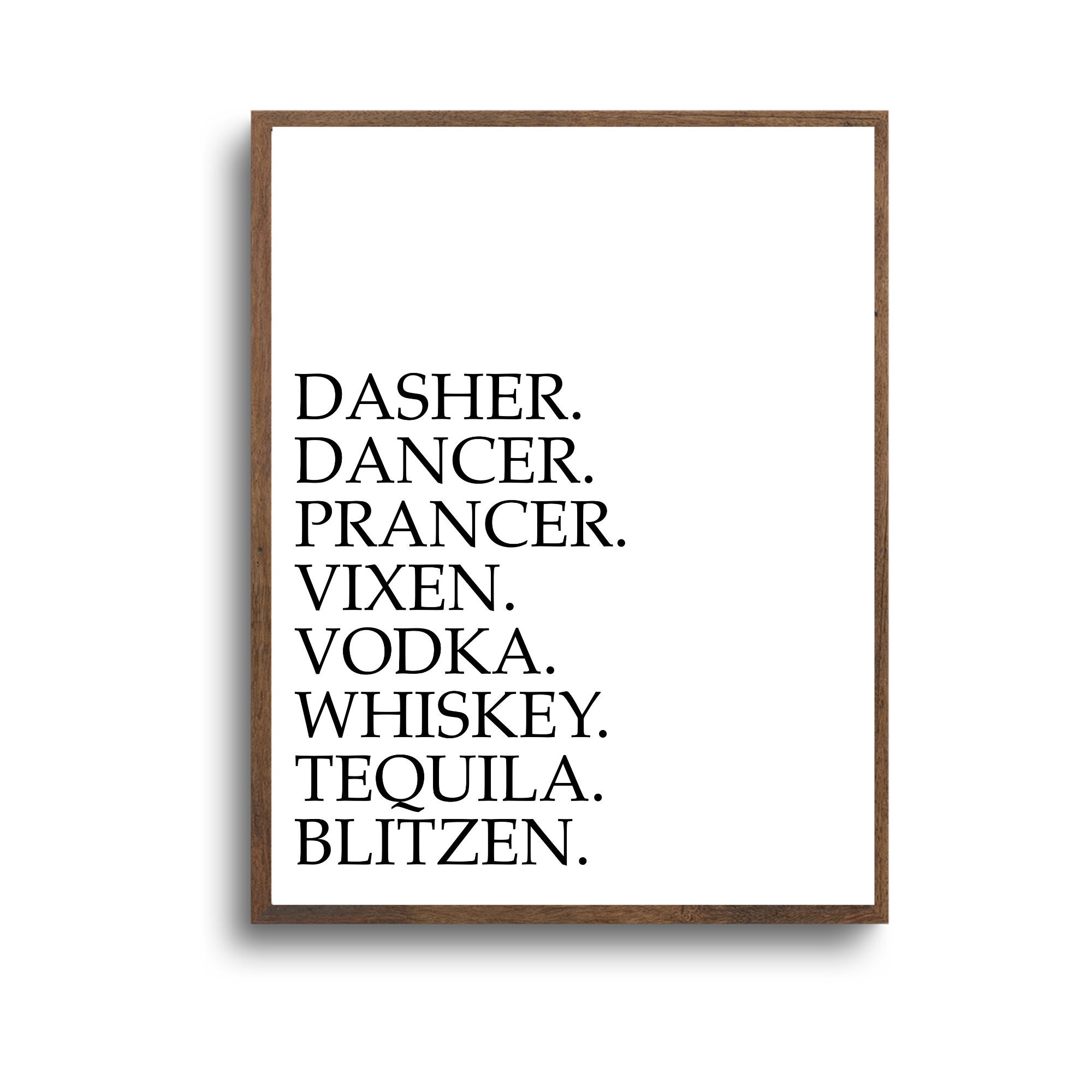 Christmas Printable Bar Cart Art, Santa’s Reindeer Alcohol Print ...