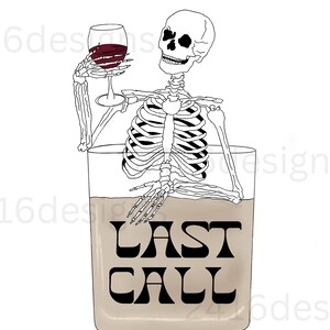 Printable Halloween Last Call Bar Cart Art, Skeleton Drink, Digital ...