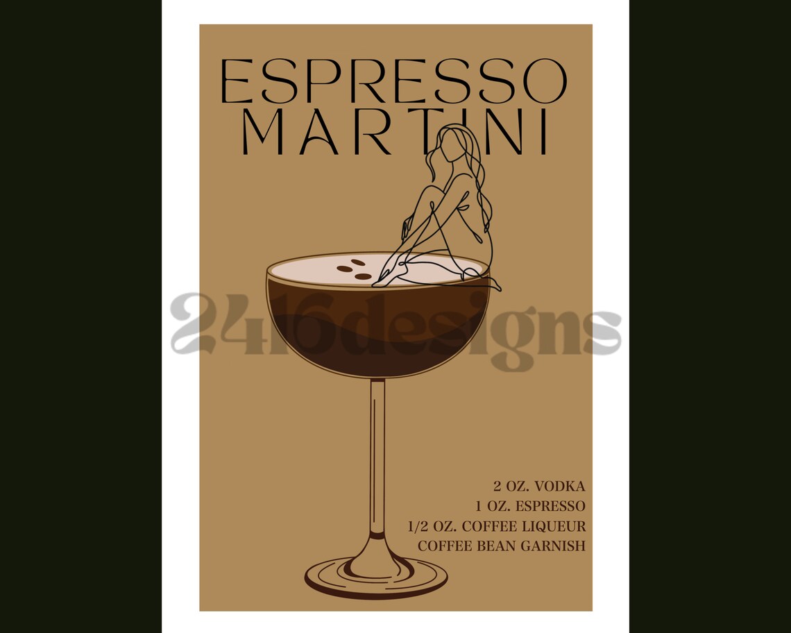 Espresso Martini Recipe Printable Digital Download | Bar Cart Art ...