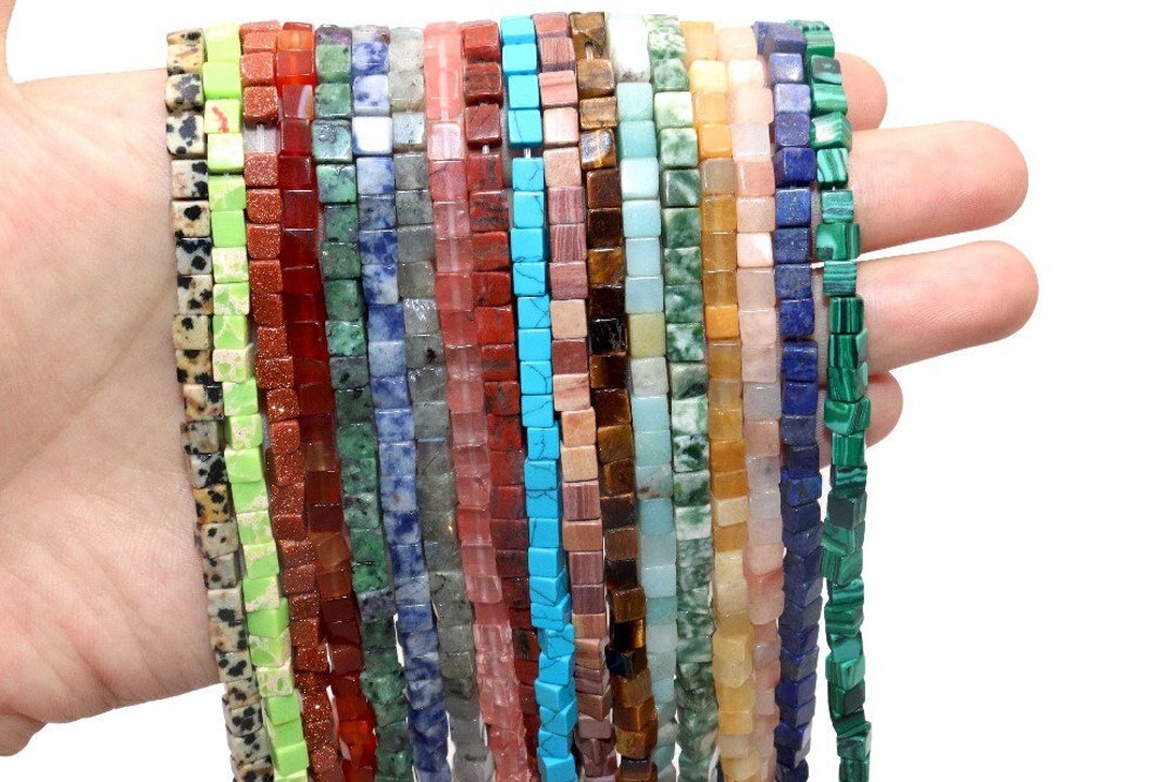 4x4mm Cube Square Gemstone Beads Energy Gemstone Square Shape Loose ...