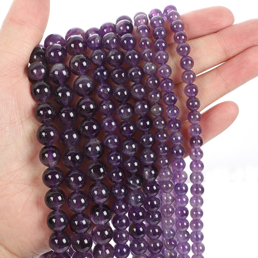 Natural Amethyst Round Beads Genuine Natural Loose Round Semi Precious ...