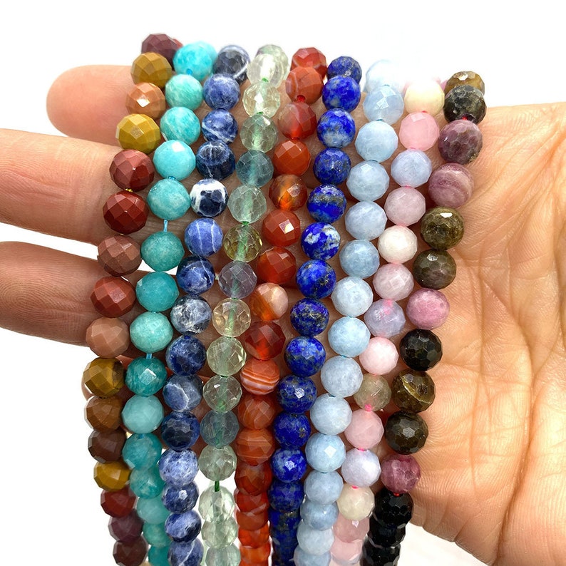 Genuine Gemstone Faceted Round Beads Healing Energy Loose Bead for ...