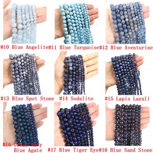 70 Options Natural Gemstone Round Smooth Beads Healing Genuine Stone ...