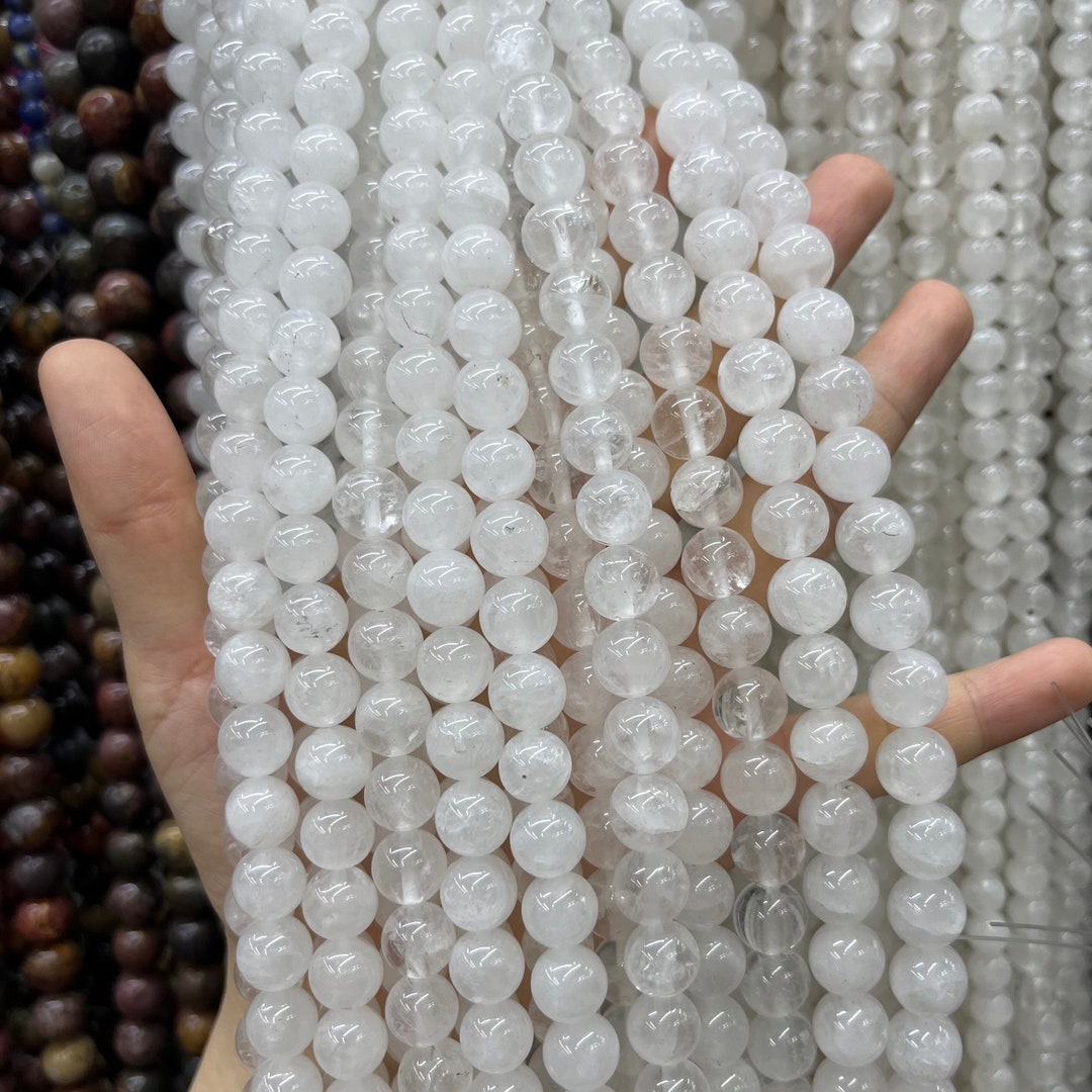 Angola Crystal Quartz Beads Genuine Natural Gemstone Round Loose Beads ...