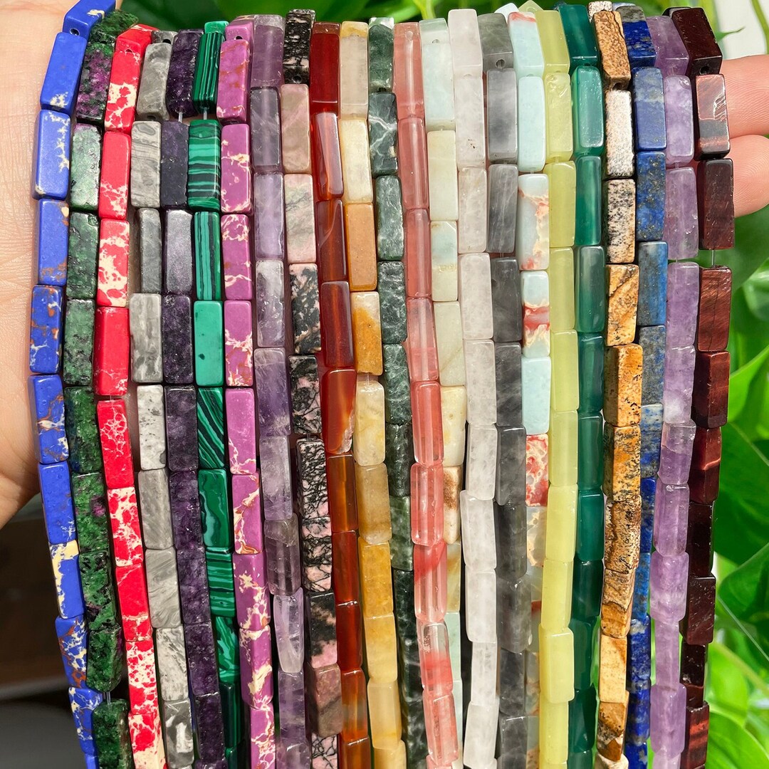 Natural Tube Pipe Shape Stone Beads Faceted Rectangle Gemstone Loose ...