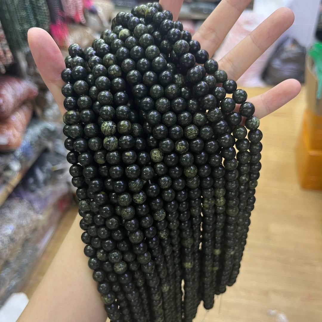 8mm Natural Dark Green Jasper Round Beads Healing Energy Loose Gemstone ...