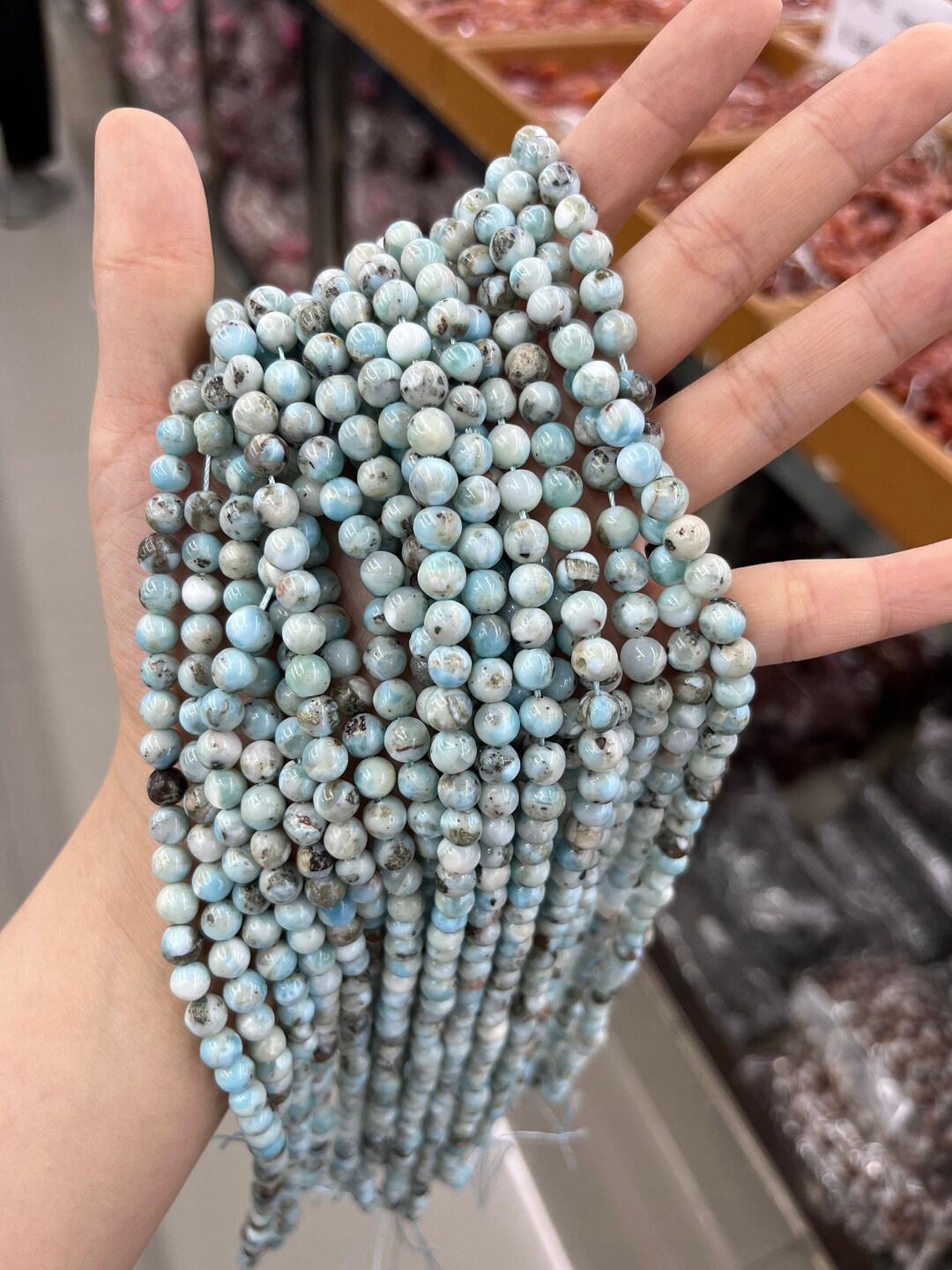 Natural Larimar Quartz Stone Beads 6mm 8mm Round Bead Beautiful Skin ...