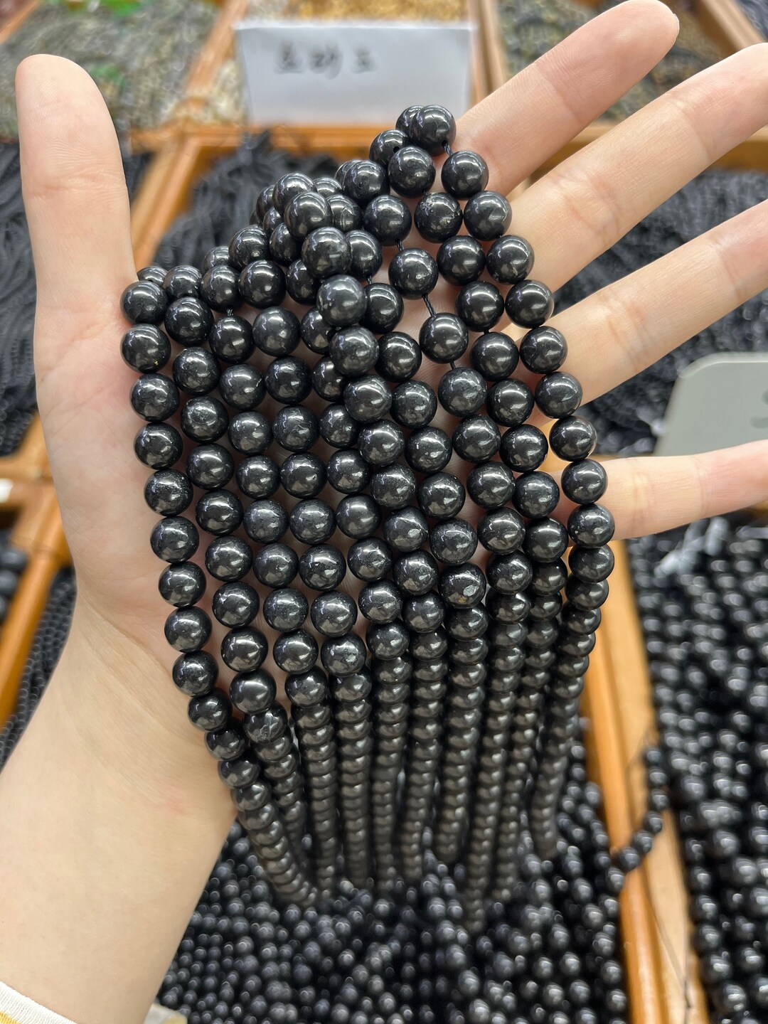 Genuine Natural Shungite 4mm 6mm 8mm 10mm 12mm Round Beads High Quality ...