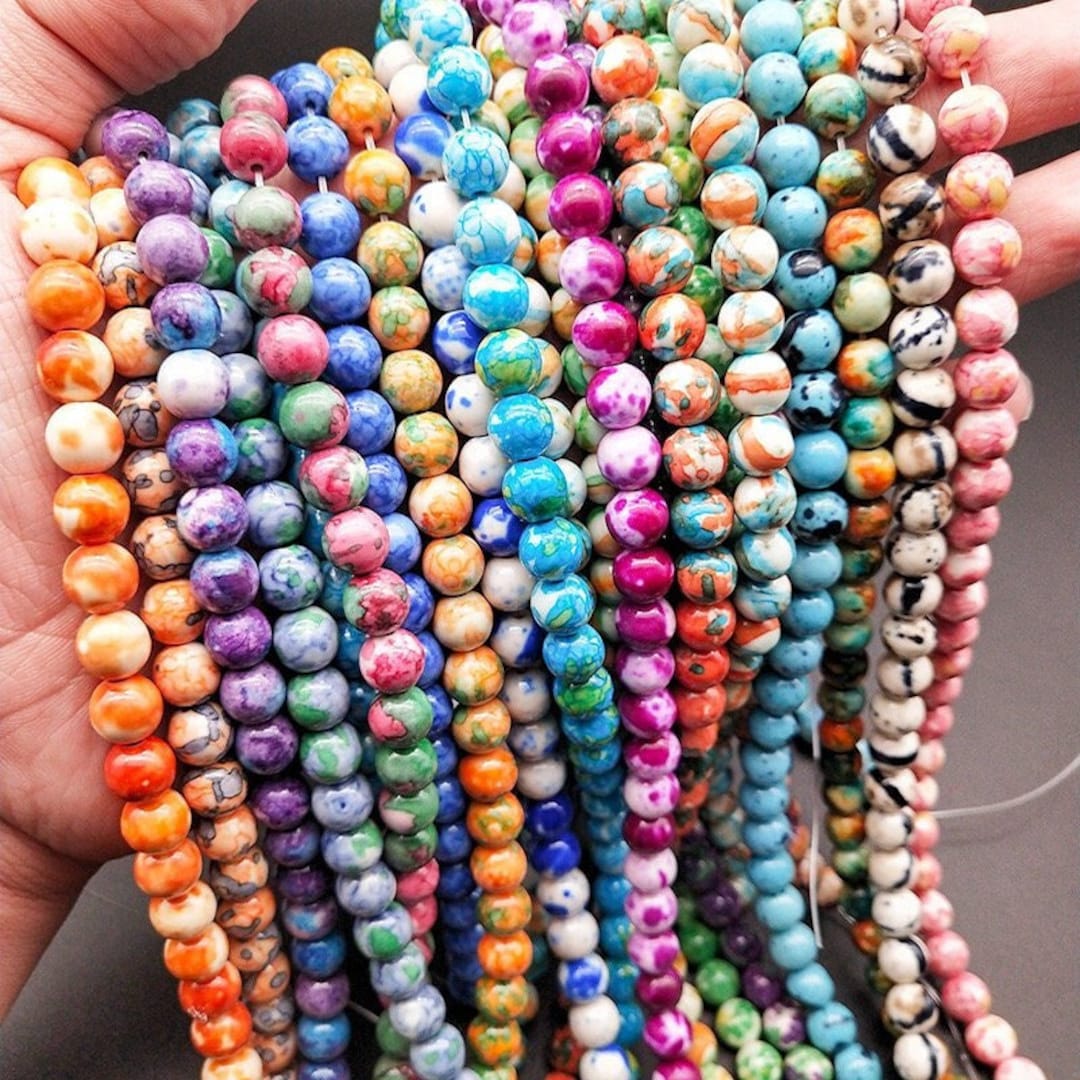 Ceramic Round Beads Stone Smooth Beads Healing Stone Round Loose Bead ...