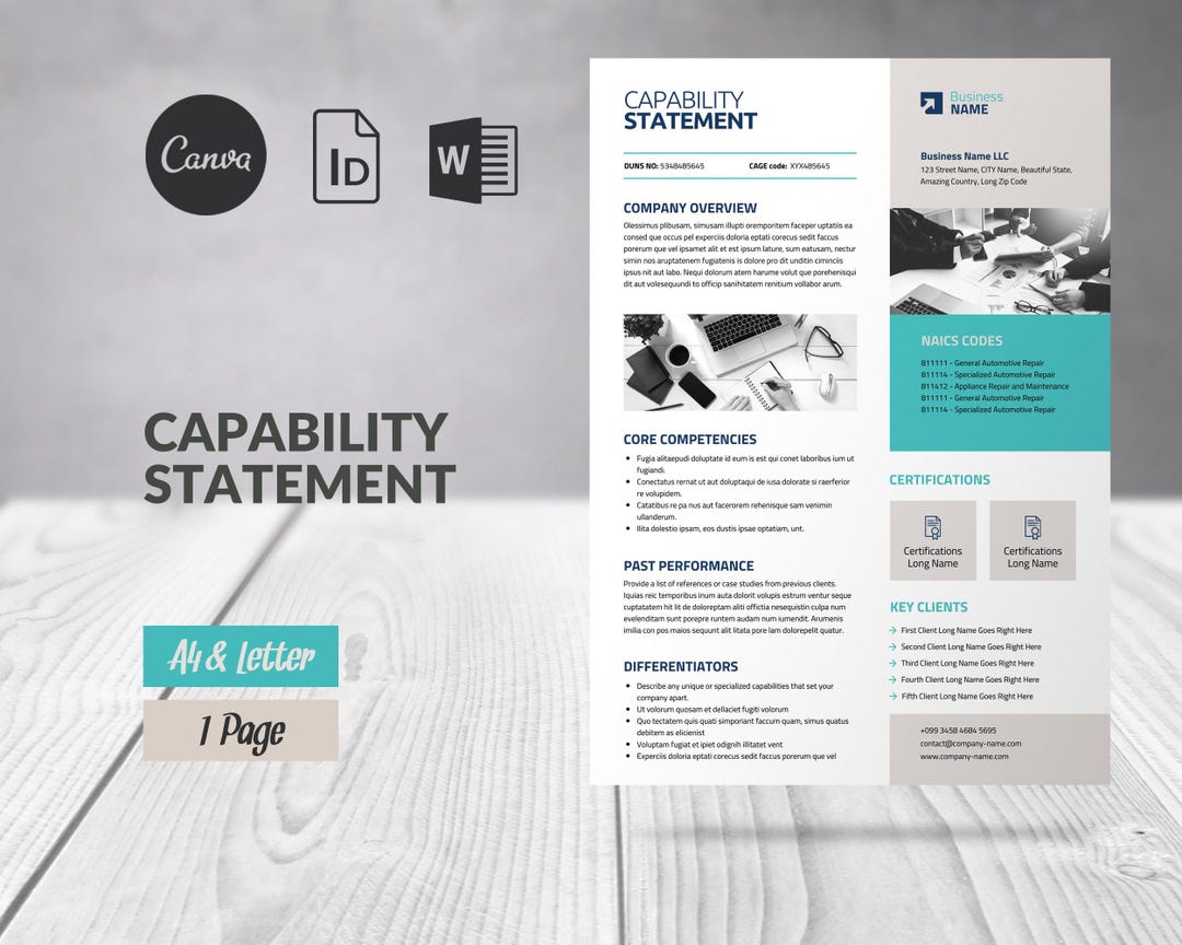 Business Capability Statement Template Canva Editable, Business ...