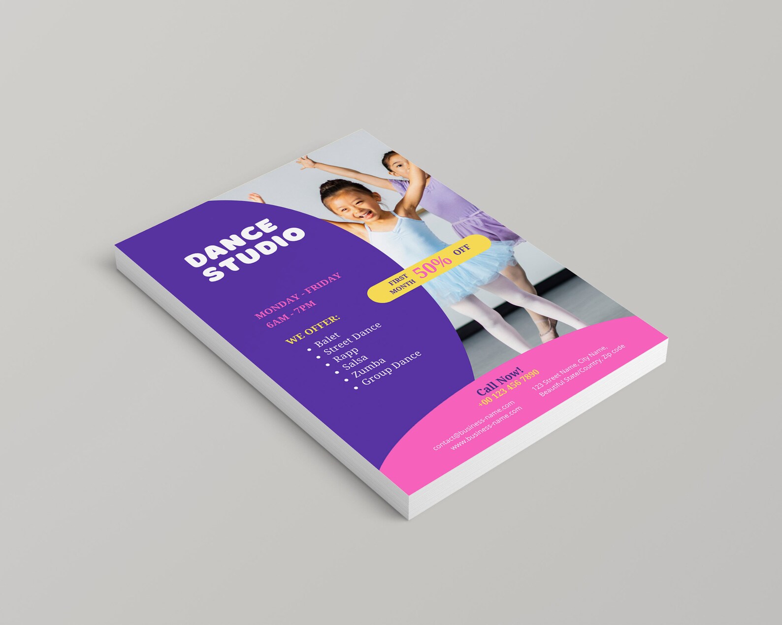 Dance Studio Flyer Template Canva Editable, Kids Dance Classes Ballet ...