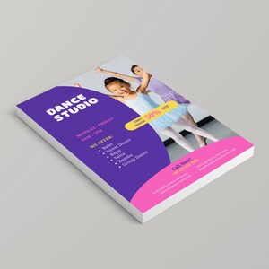 Dance Studio Flyer Template Canva Editable, Kids Dance Classes Ballet ...