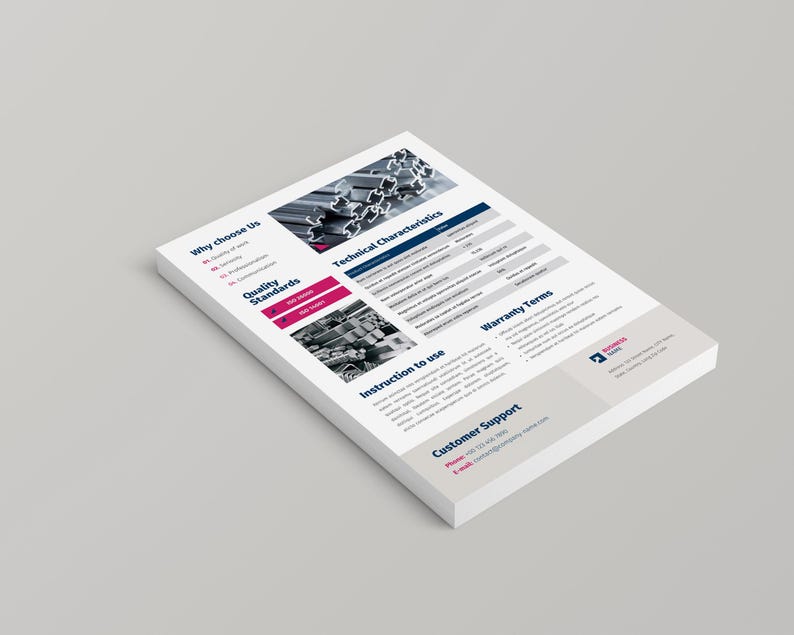 Product Specification Sheet Template Canva, Product Data Sheet Word ...