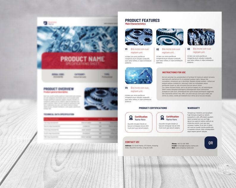 Product Specification Sheet Template Canva, Product Data Sheet Word ...