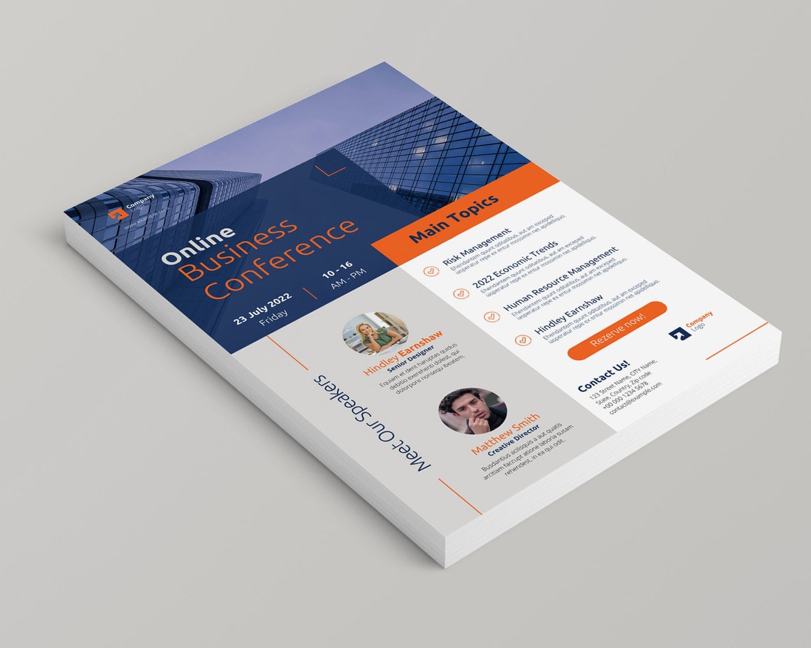 Business Conference Flyer Template, Event Promo Flyer Canva, Business ...