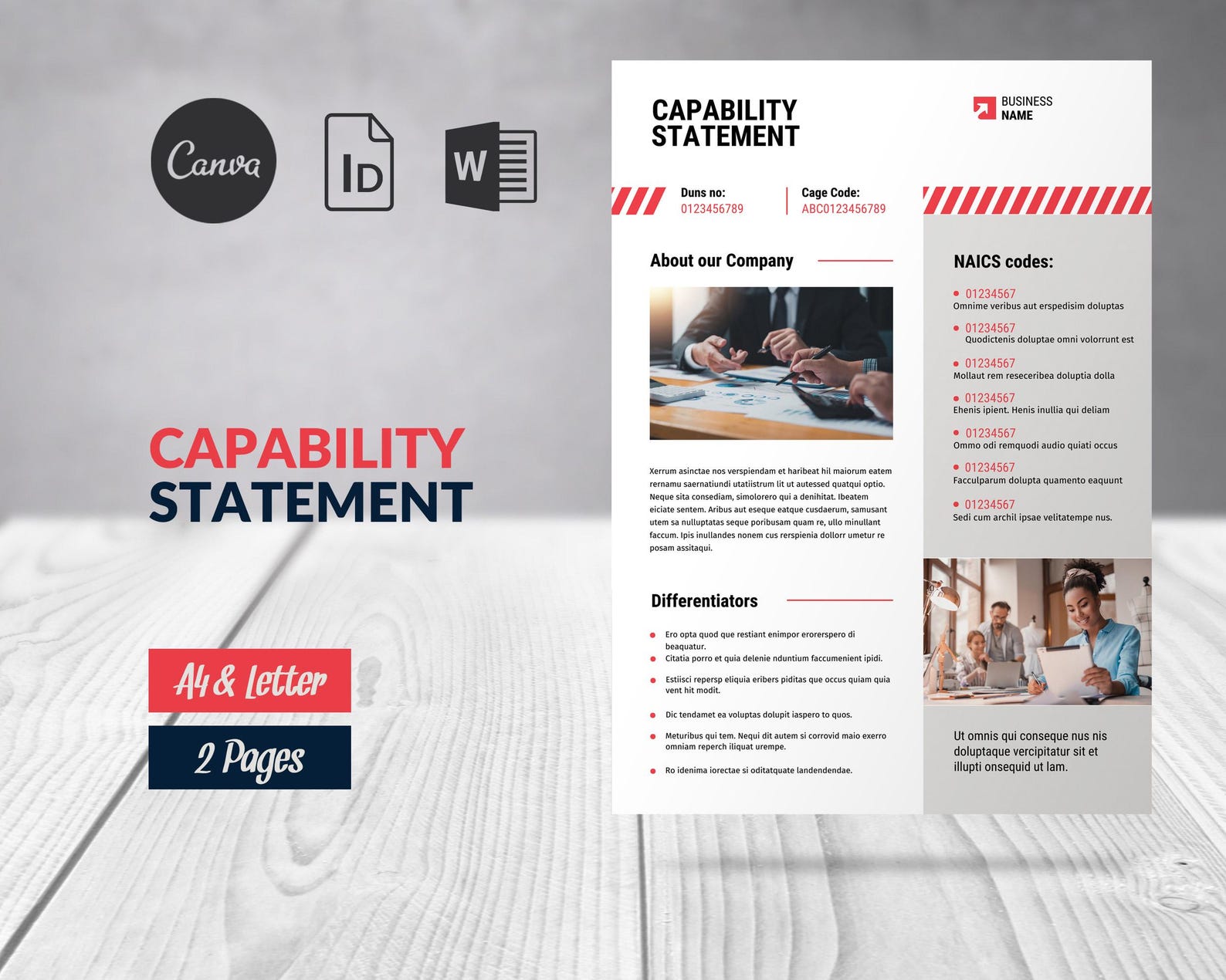 Business Capability Statement Canva Template, Word Document Business ...