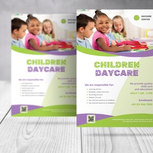 Child Daycare Center Flyer Template Canva Editable, Children Day-care ...