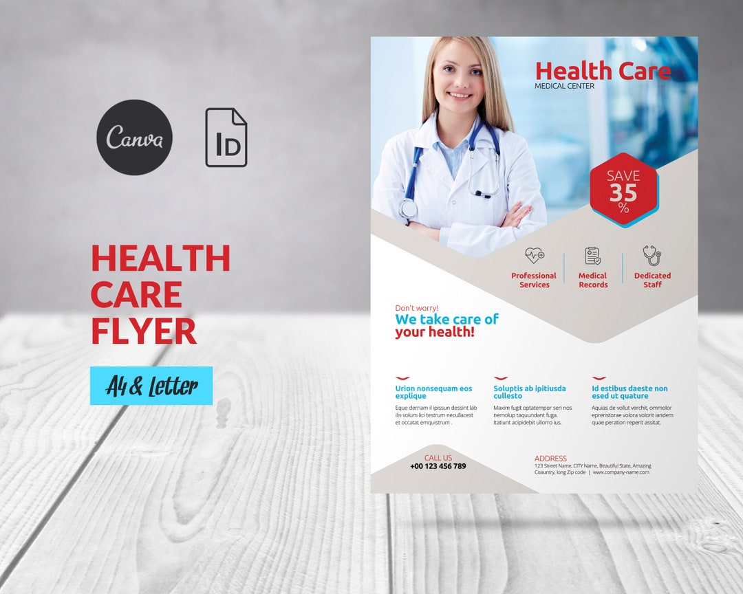 Medical Health Care Service Flyer Template, Canva Editable Healthcare ...