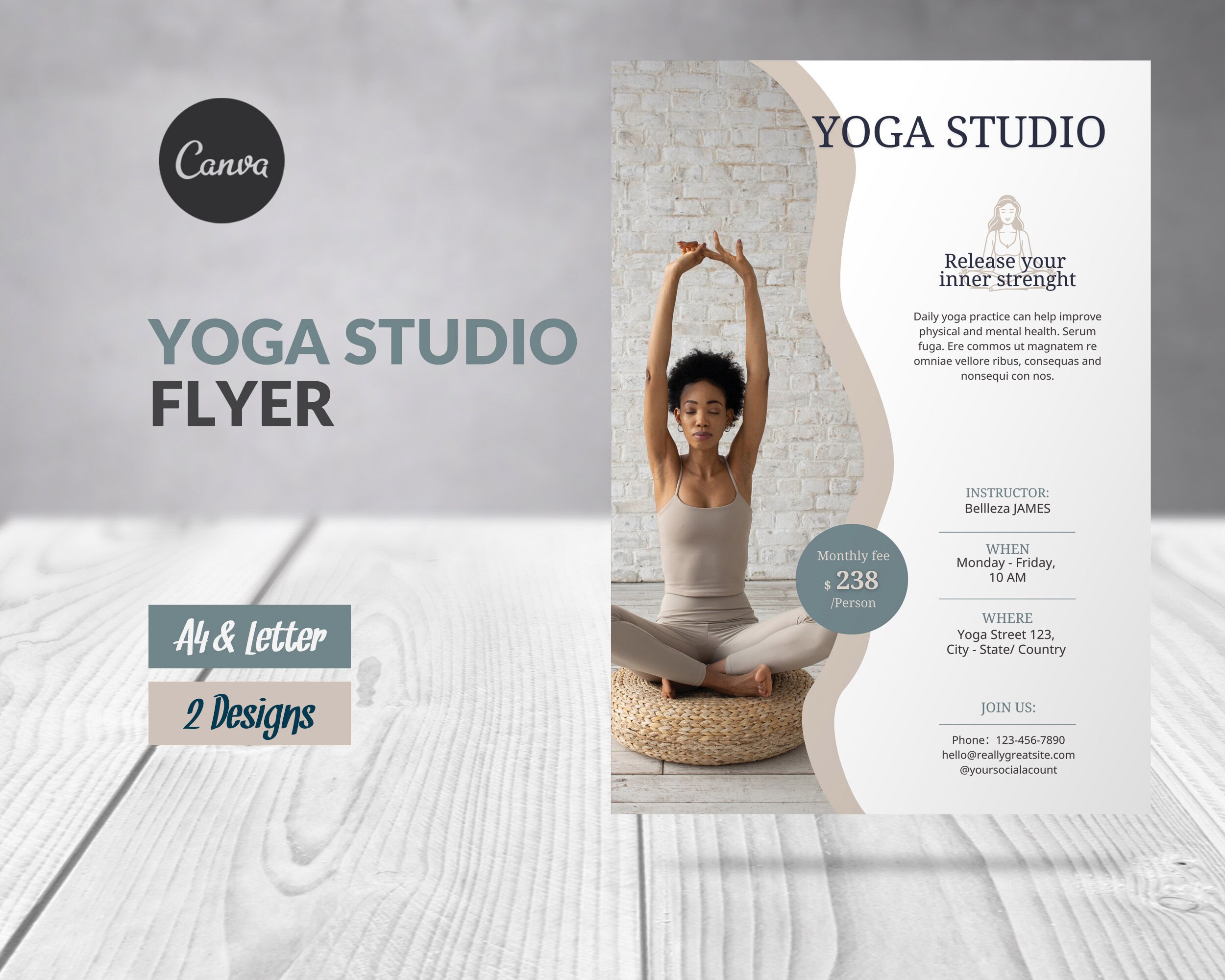 Yoga Class Flyer Template Canva Editable Yoga Instructor - Etsy