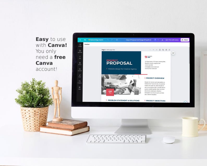 Two-page Project Proposal Canva Template, Word Simple Proposal ...