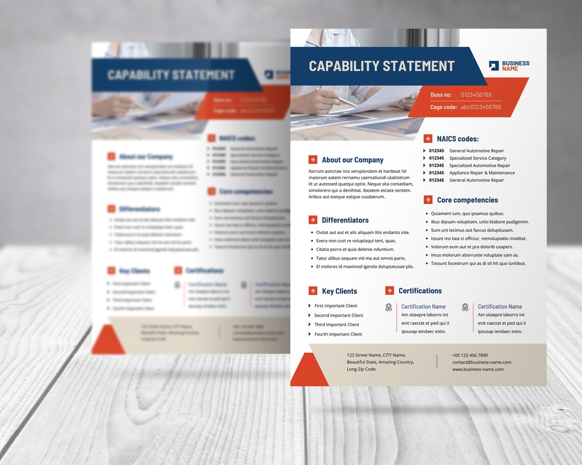 Business Capability Statement Canva Template, Flyer Editable Word ...