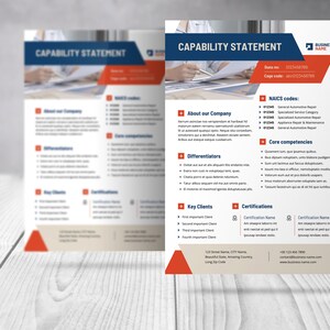 Business Capability Statement Canva Template, Flyer Editable Word ...