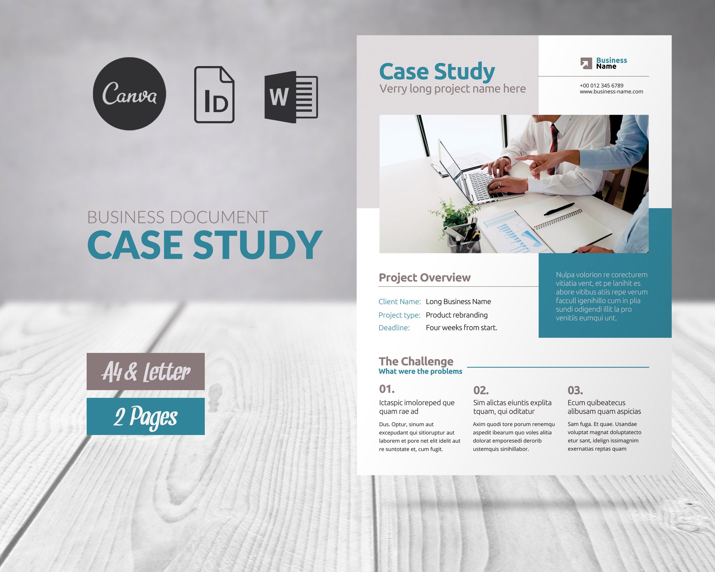 Company Case Study Template Canva, Brief Case Study Brochure Design, Word Template Client ...