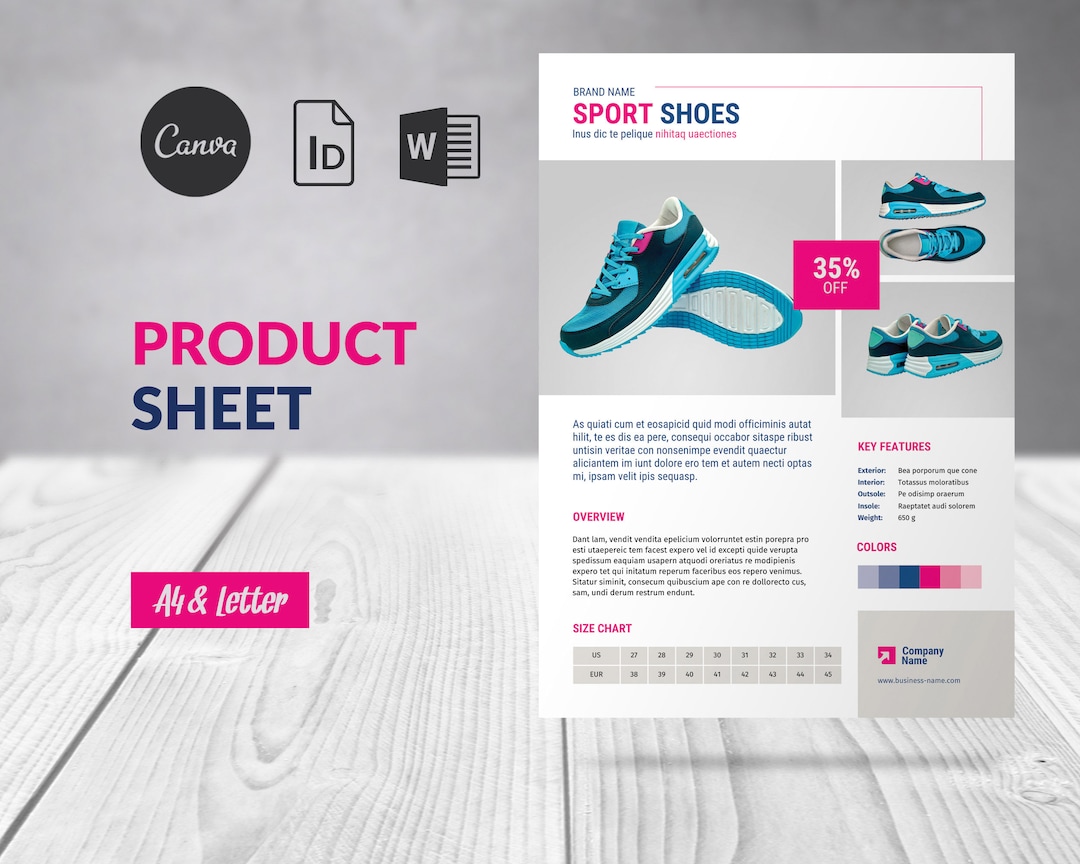 Product Data Sheet Template Canva, Technical Data Sheet Word Editable ...