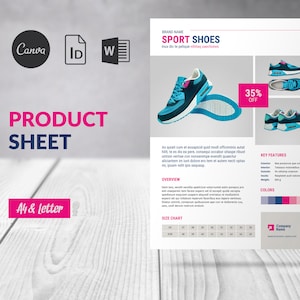 Product Data Sheet Template Canva, Technical Data Sheet Word Editable ...