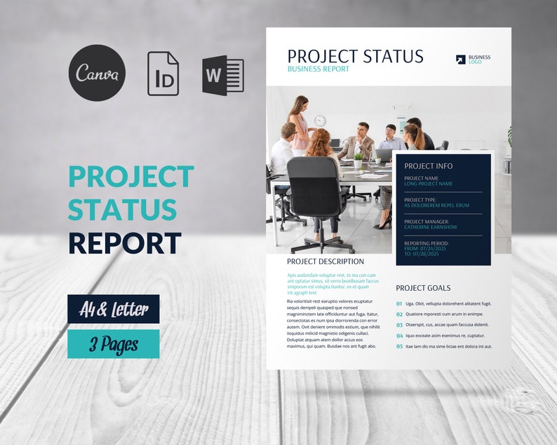 Project Status Report Template Canva, Progress Report Template Word, Client Project Report Sheet ...