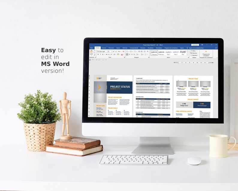 Project Status Report Template Canva, Project Summary MS Word, Progress ...