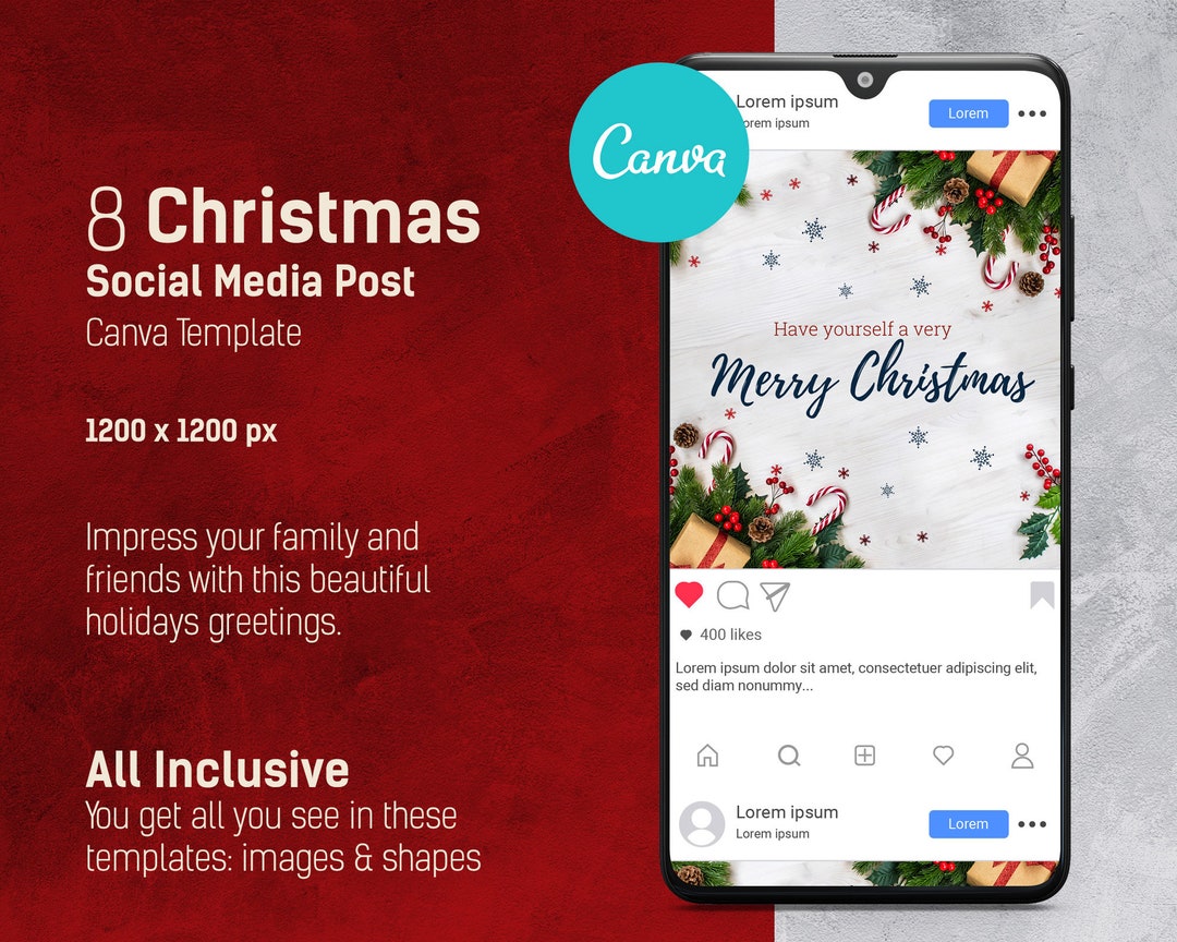 Canva Christmas Instagram Template, Christmas Post Template Canva ...
