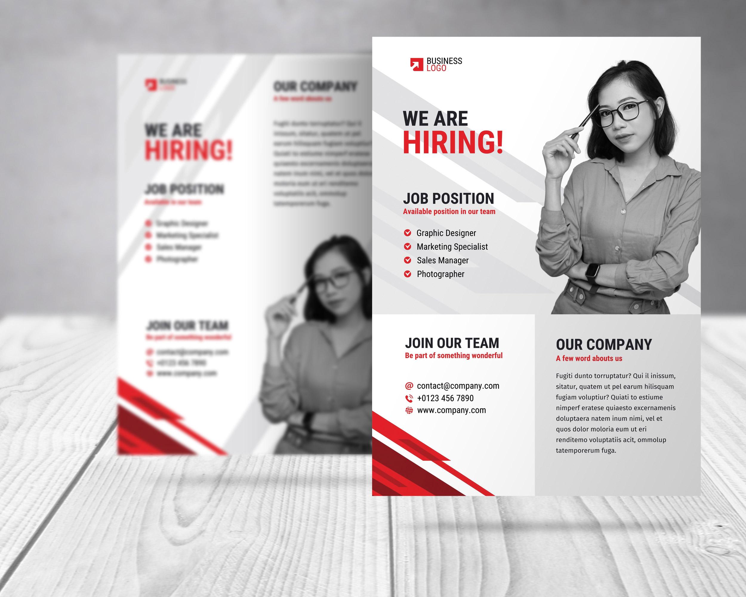 Now Hiring Flyer Template Canva Editable, Employee Recruitment Ad ...